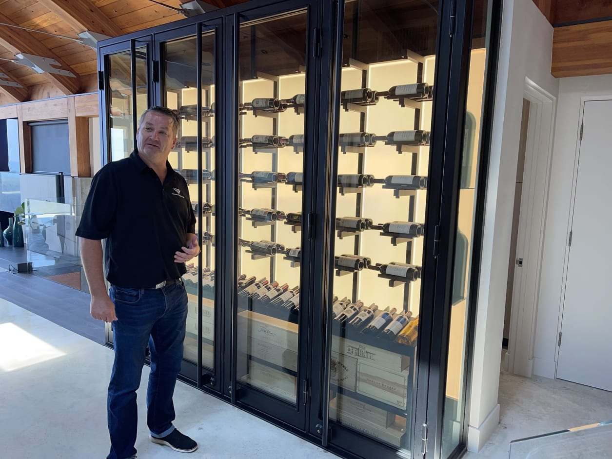 Modern Metal Wine Racking Designed for a Home Wine Room